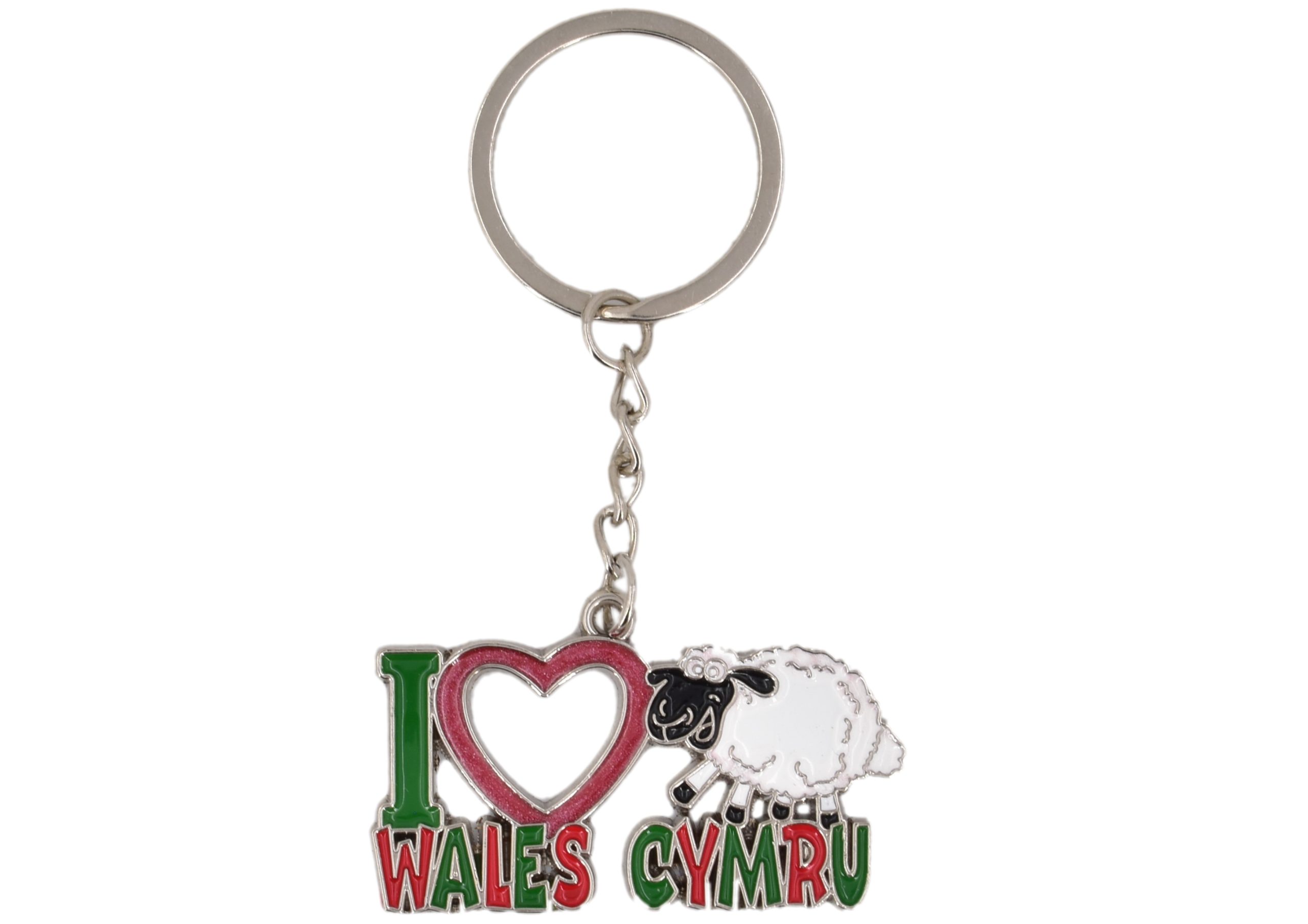 WELSH SHEEP HEART METAL KEYRING - The Souvenir Wholesaler