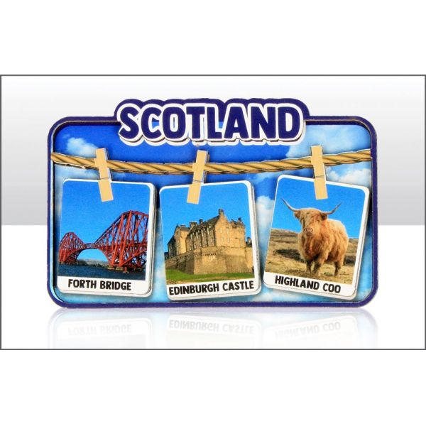 Scotland Panoramic Skyline Layered Wood Magnet - The Souvenir Wholesaler